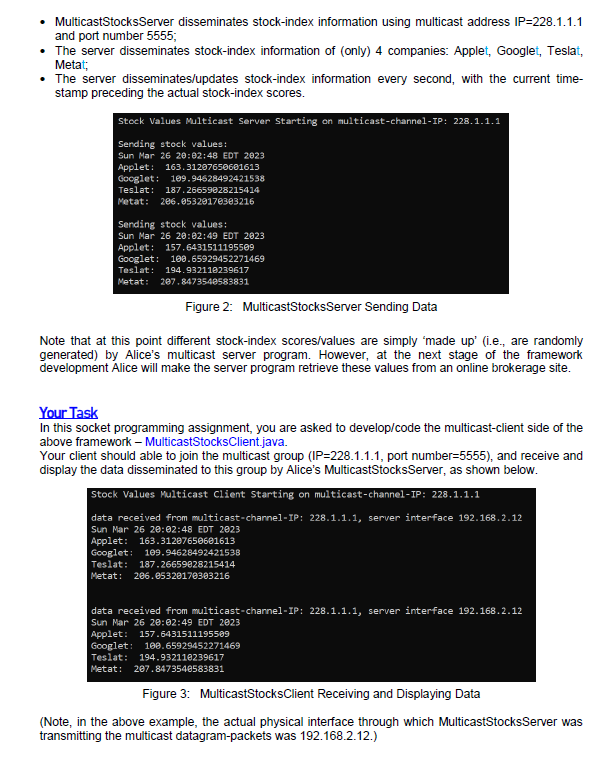 Multicast System for Stock-Index Dissemination Alice | Chegg.com