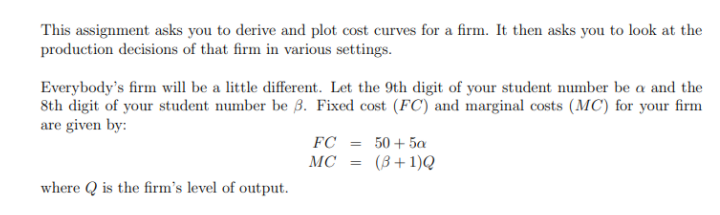 Solved This assignment asks you to derive and plot cost | Chegg.com