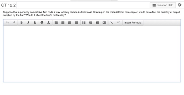 Solved CT 12.2 Question Help Suppose that a perfectly | Chegg.com