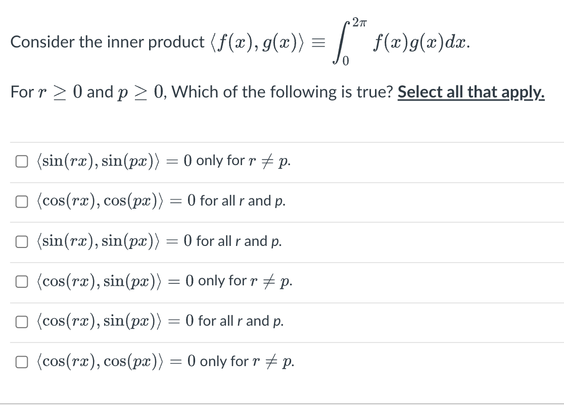 Solved Consider the inner product | Chegg.com
