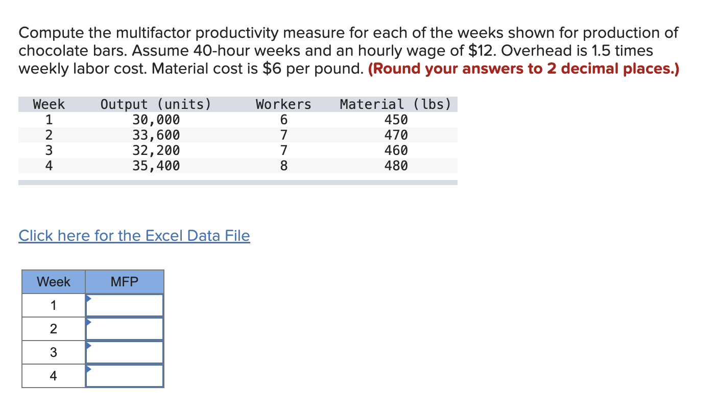 Solved Compute the multifactor productivity measure for each | Chegg.com