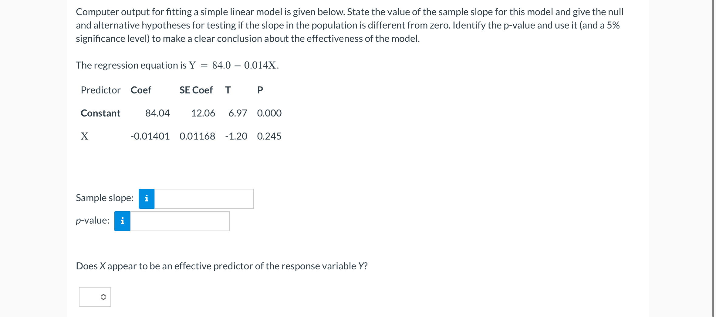 Solved Computer output for fitting a simple linear model is | Chegg.com