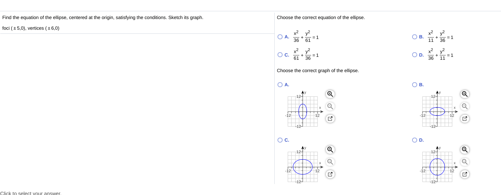 Solved Find the equation of the ellipse, centered at the | Chegg.com