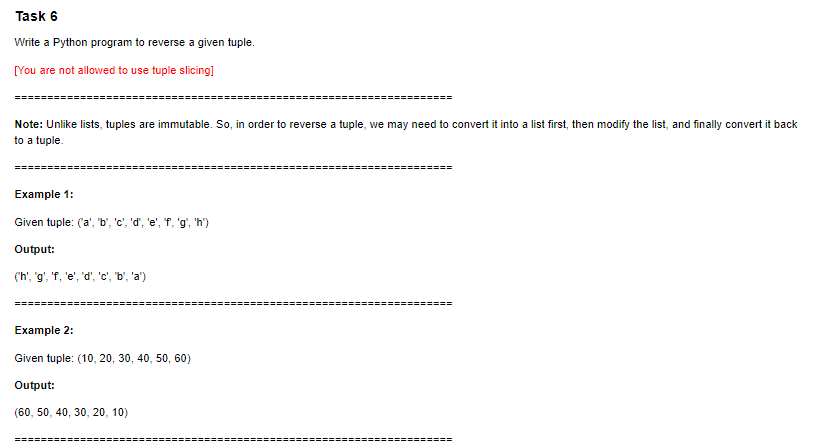 Solved Task 6 Write A Python Program To Reverse A Given Chegg