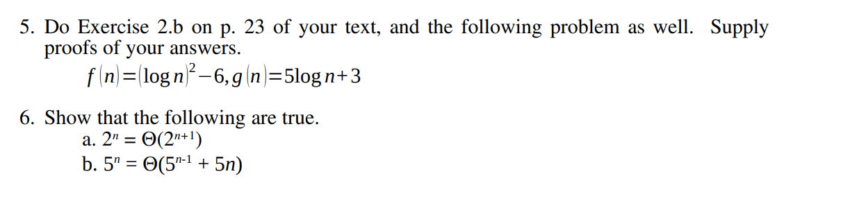 Solved 5. Do Exercise 2.b on p. 23 of your text, and the | Chegg.com