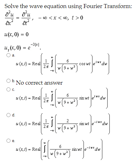 Solved Solve the wave equation using Fourier Transform: ²u | Chegg.com