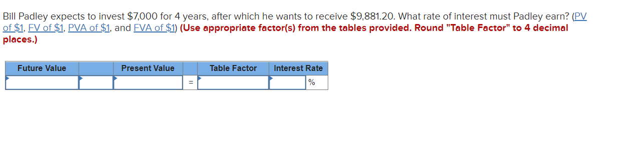 Solved Bill Padley expects to invest $7,000 for 4 years, | Chegg.com