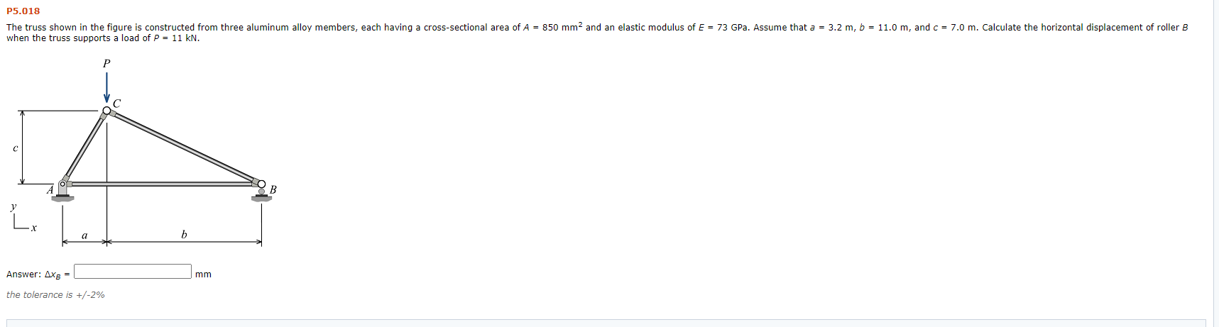 Solved P5.018 The truss shown in the figure is constructed | Chegg.com