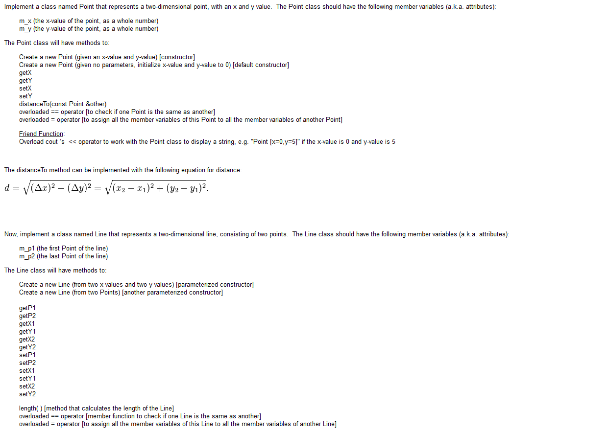 Solved Implement a class named Point that represents a | Chegg.com
