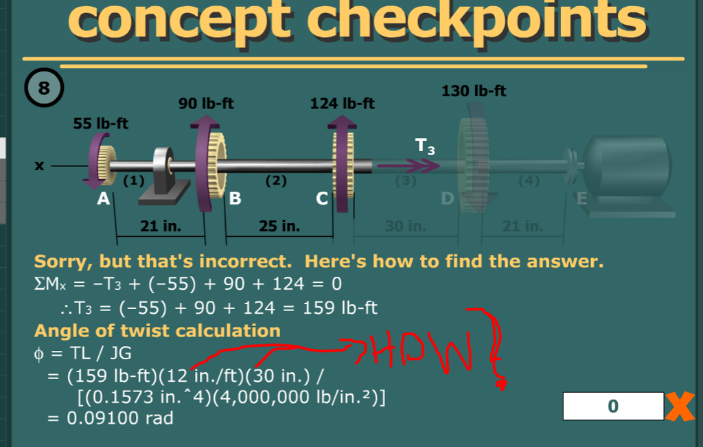 Solved concept checkpoints 8 130 Ib-ft 90 Ib-ft 124 lb-ft 55 | Chegg.com