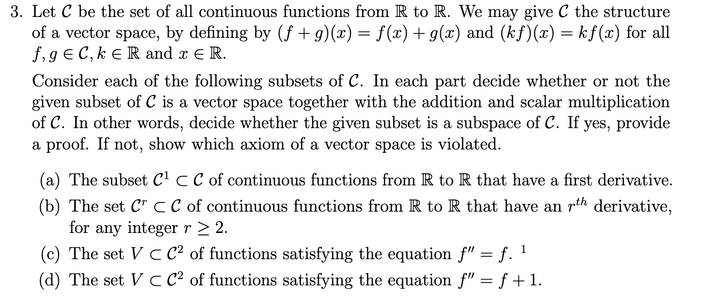 Solved 3. Let C be the set of all continuous functions from | Chegg.com