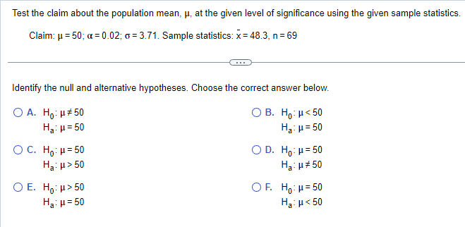Solved (A) Identify the null and alternative hypotheses. | Chegg.com
