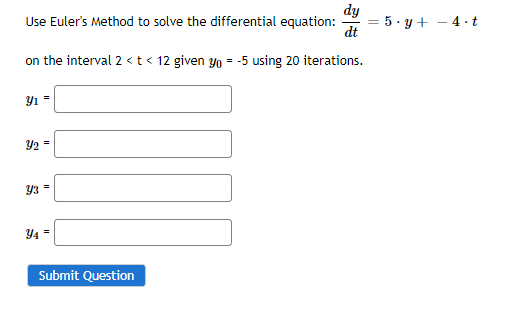 Solved dy Use Euler's Method to solve the differential | Chegg.com