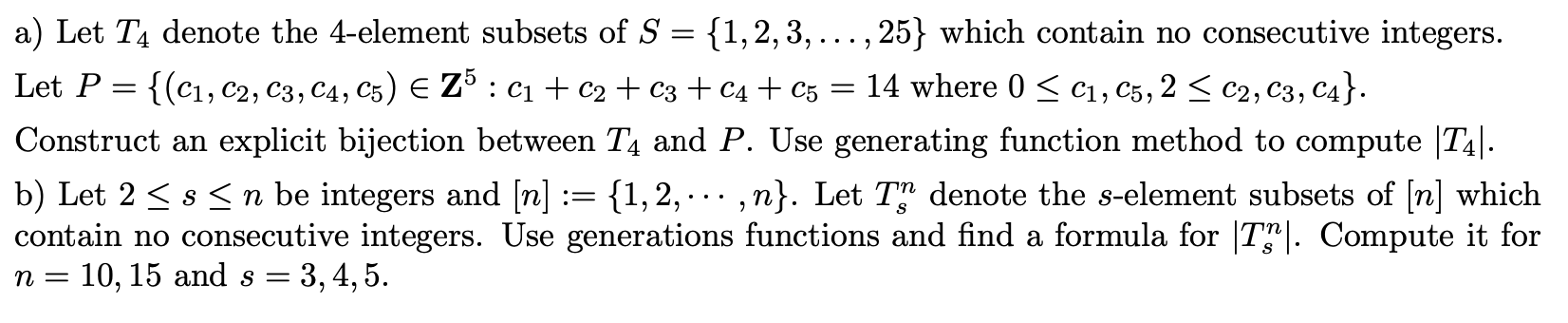 Solved aT4 ﻿denote the 4 -element subsets | Chegg.com