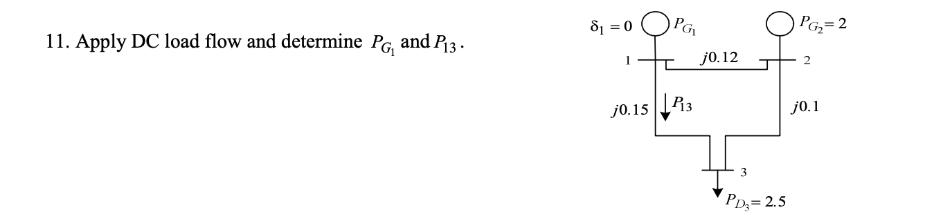 Solved 11. Apply DC load flow and determine PG, and P13. 81 | Chegg.com