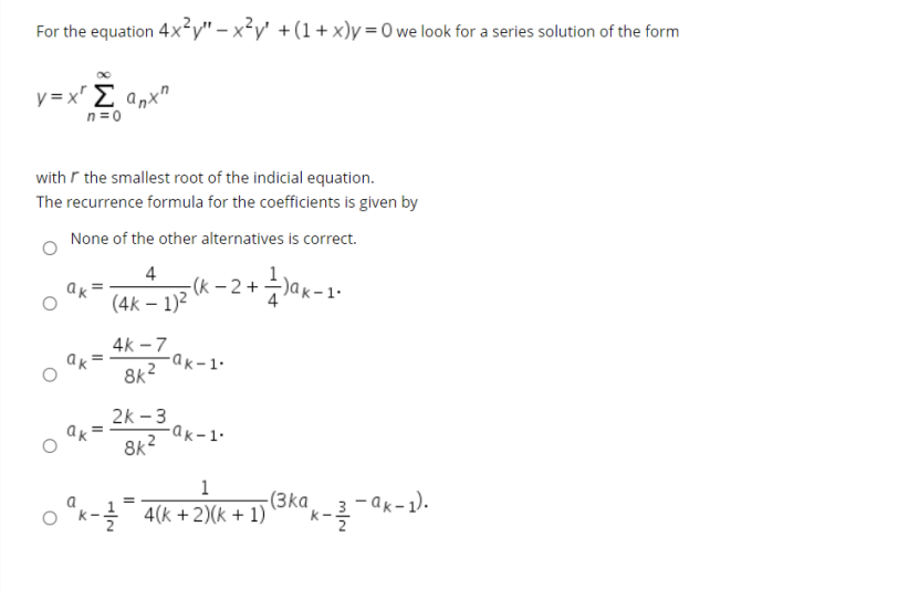 Solved For the equation 4x?y" – x | Chegg.com