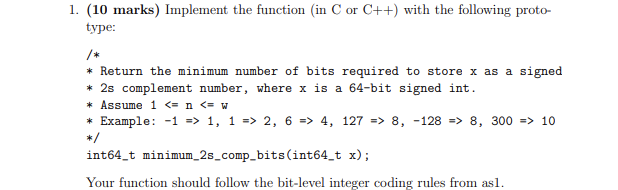 Solved *Important* Below are the bit-level integer coding | Chegg.com