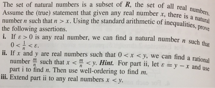 Solved The set of natural numbers is a subset of R, the set | Chegg.com