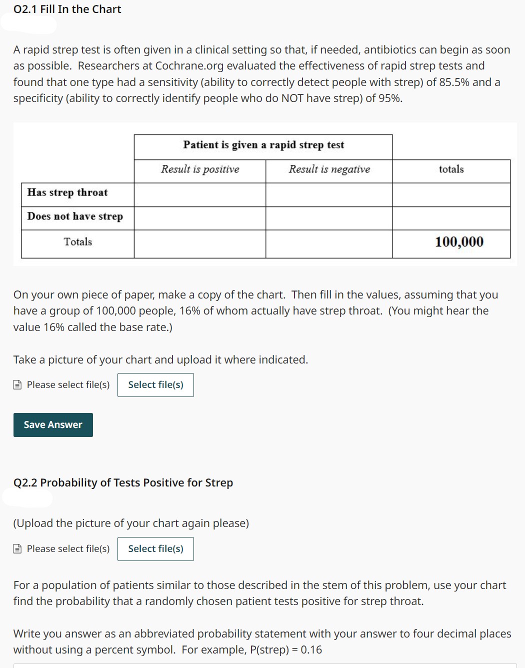 Solved O2.1 Fill In the Chart A rapid strep test is often | Chegg.com