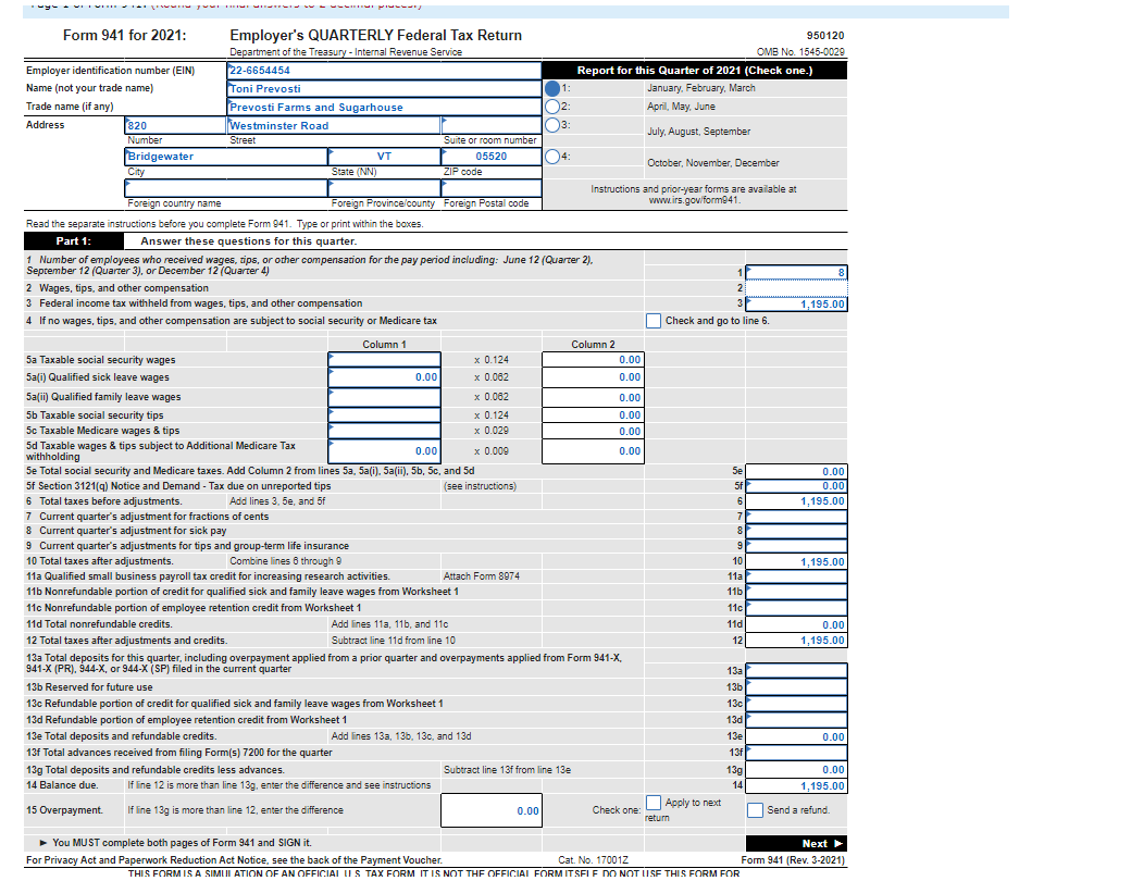 The first quarter tax return needs to be filed for | Chegg.com