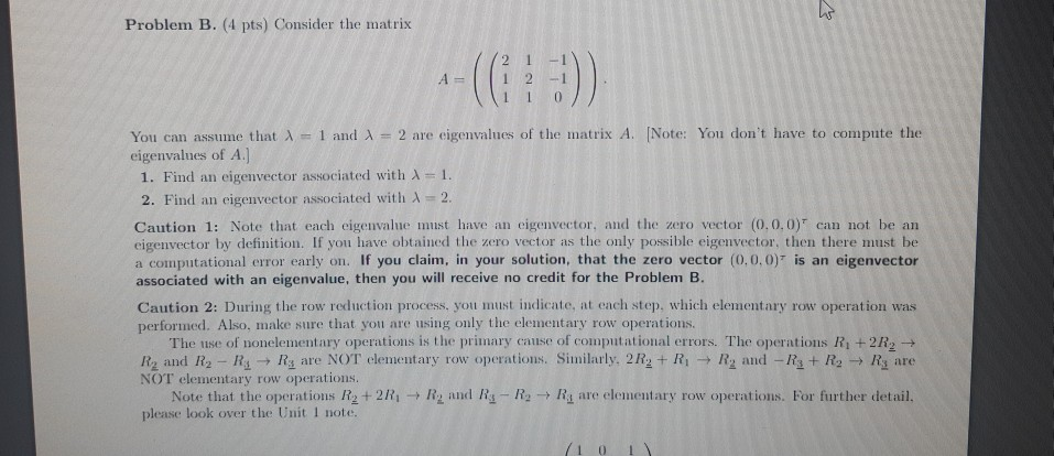 Solved Please solve the following linear algebra problem. | Chegg.com
