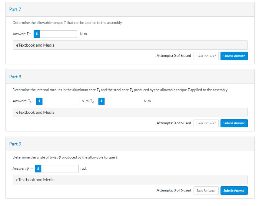 Solved Part 1 A composite assembly of length, L-475 mm, | Chegg.com