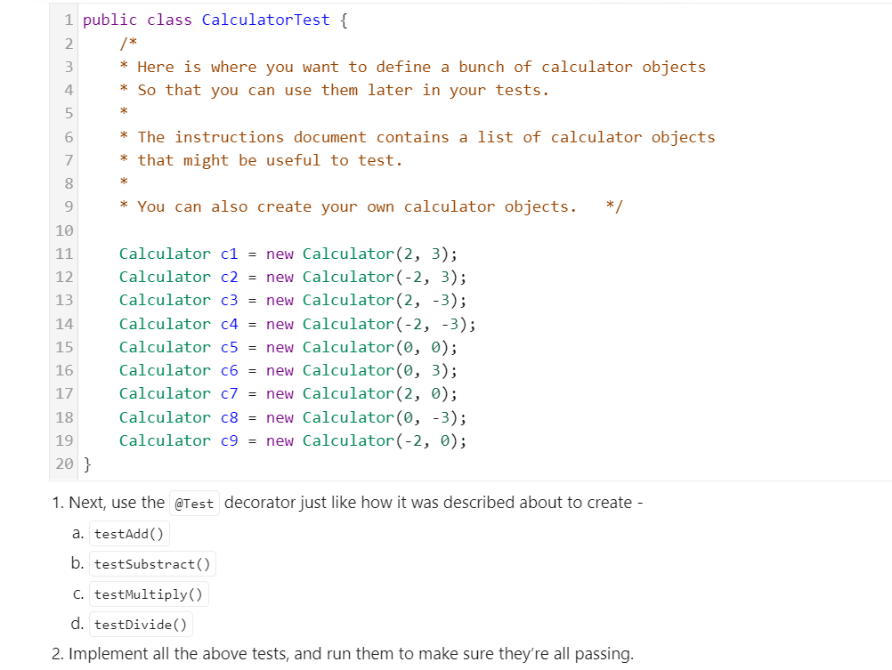 Solved Part B: The Calculator Package 1. Here is the list of | Chegg.com