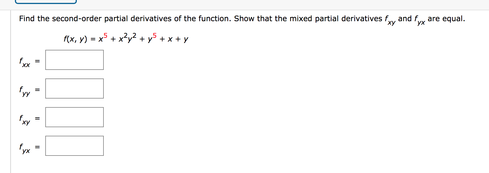 Solved Find the second-order partial derivatives of the | Chegg.com