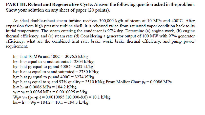 Solved An ideal double-reheat steam turbine receives 300,000 | Chegg.com