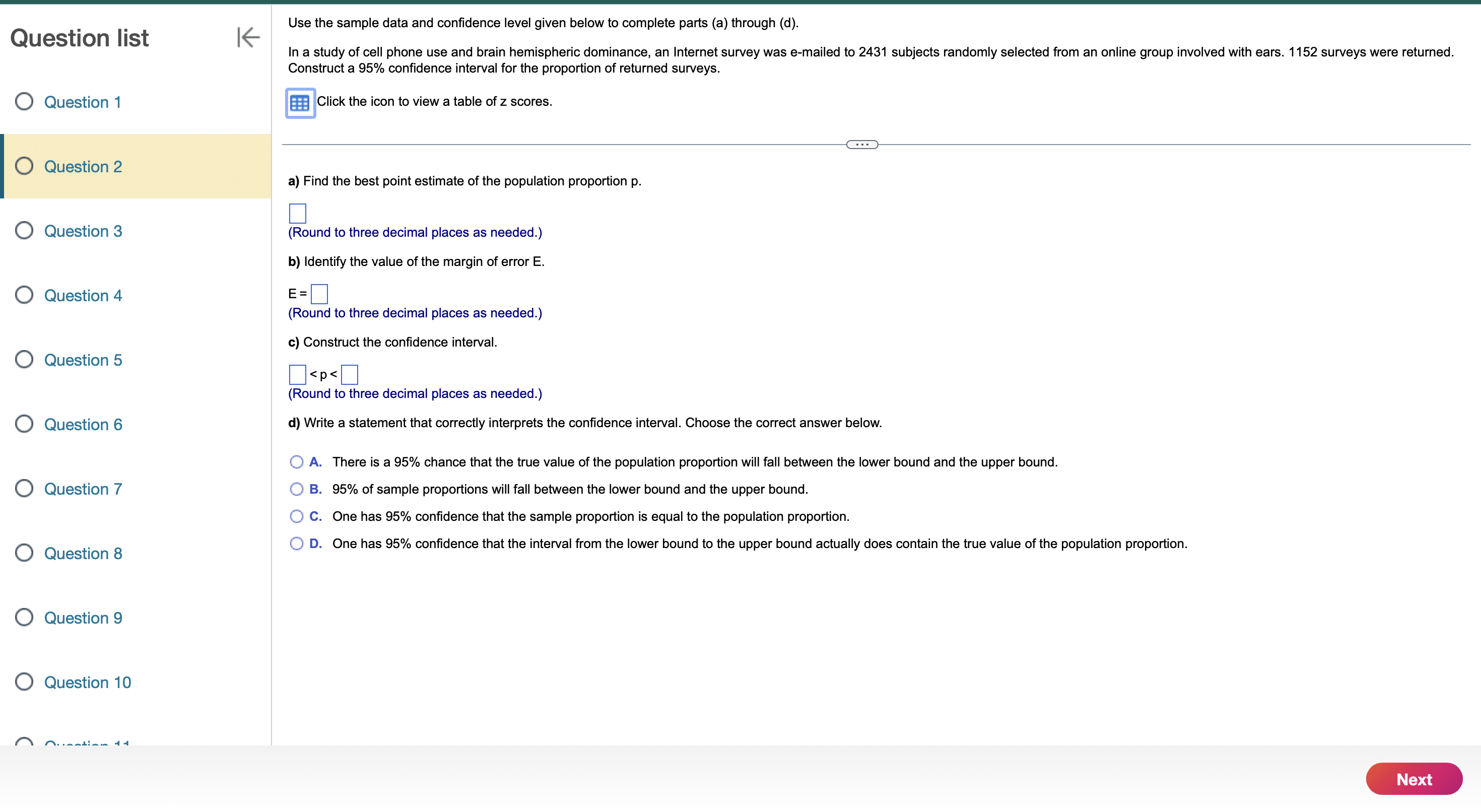Solved Use the sample data and confidence level given below | Chegg.com