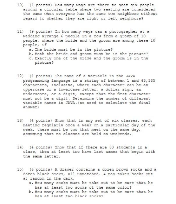 Solved Counting There are 120 points available (Containing | Chegg.com