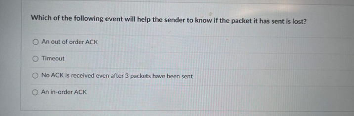 Solved Which Of The Following Event Will Help The Sender To 