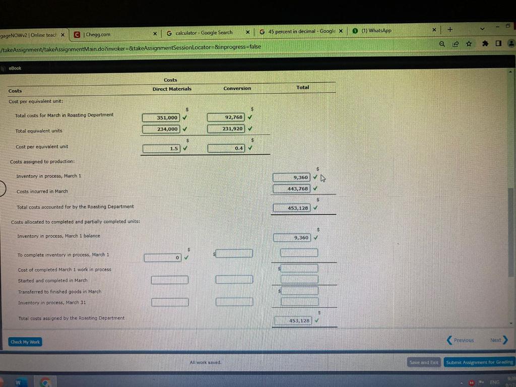 The following is a partial work in process account of | Chegg.com