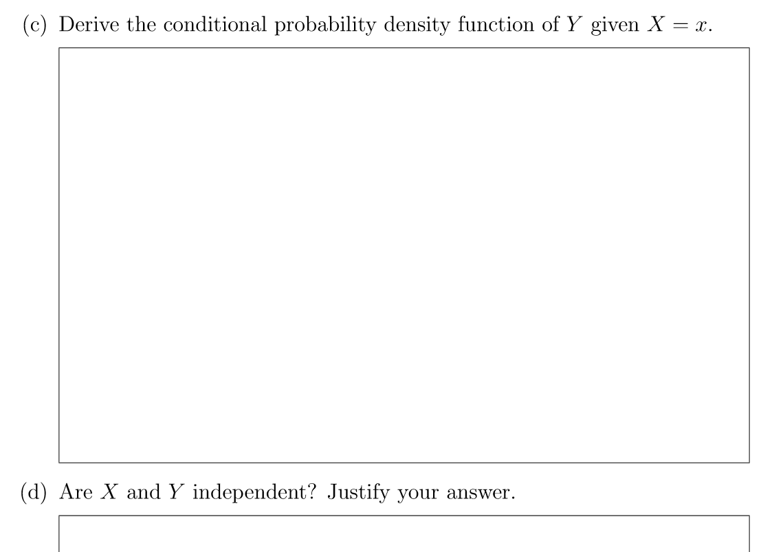 Solved The joint probability density function of (X,Y) is | Chegg.com