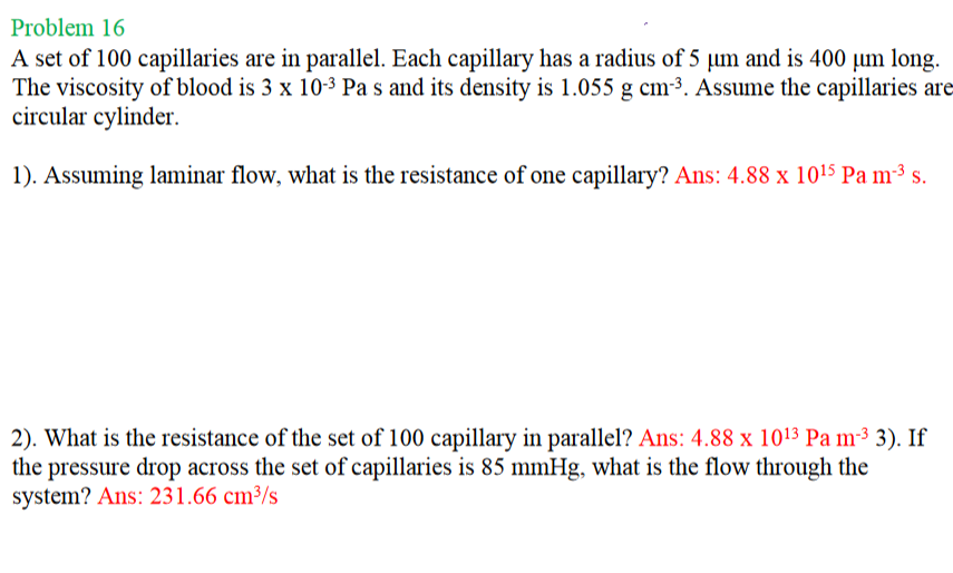 Solved A set of 100 capillaries are in parallel. Each | Chegg.com