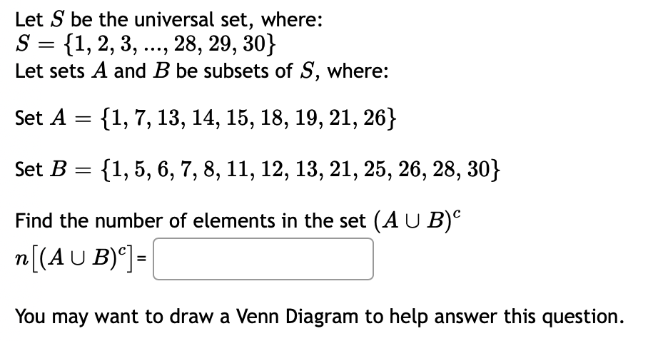Solved Let S be the universal set, where: | Chegg.com
