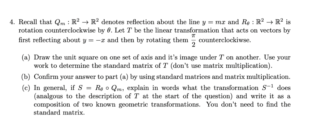 Solved Recall that Qm:R2→R2 denotes reflection about the | Chegg.com