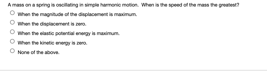 Solved A mass on a spring is oscillating in simple harmonic | Chegg.com