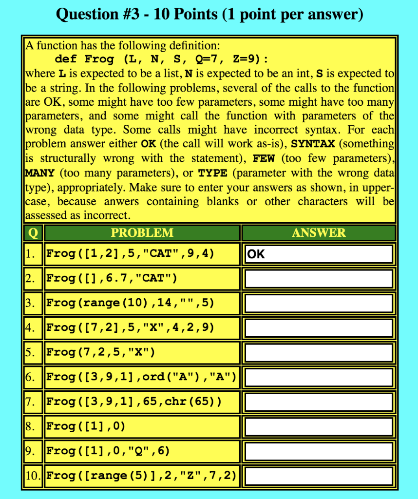 Solved Question 1 20 Points 1 Point Per Answer Do Any 