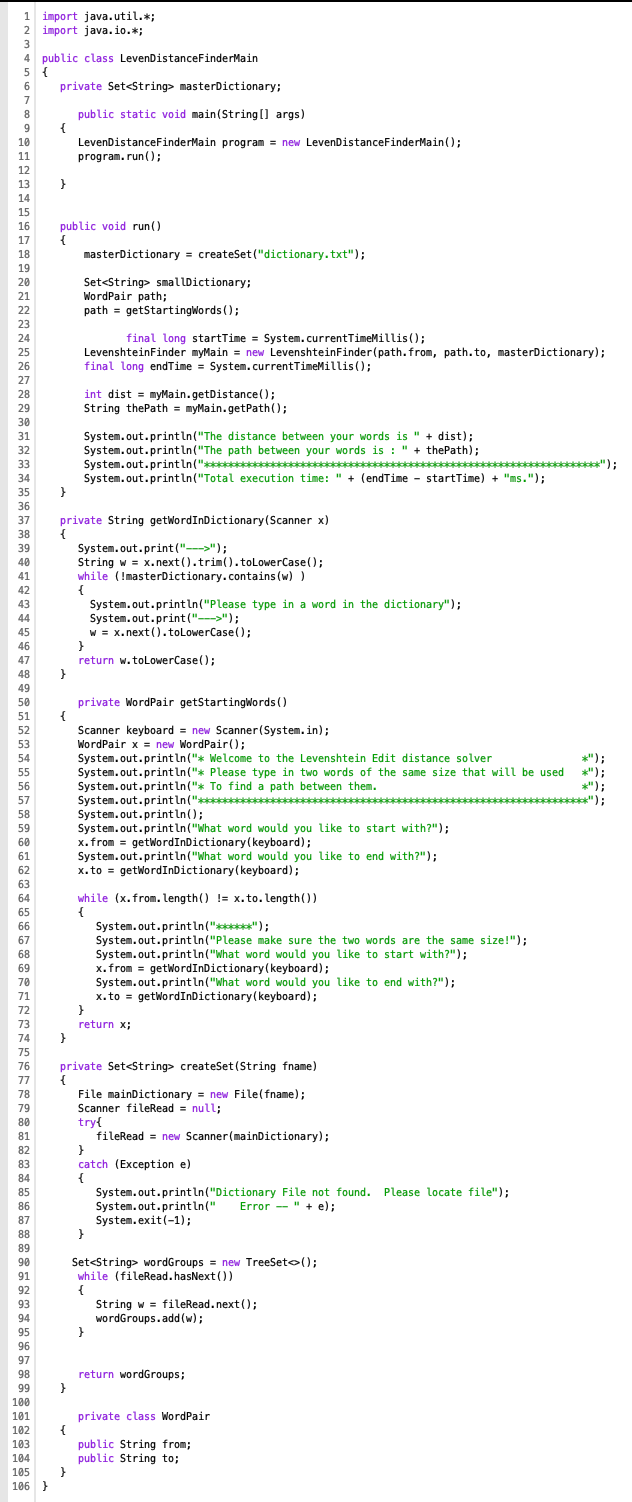 Solved CS145 PROGRAMMING ASSIGNMENT LEVENSHTEIN DISTANCE | Chegg.com