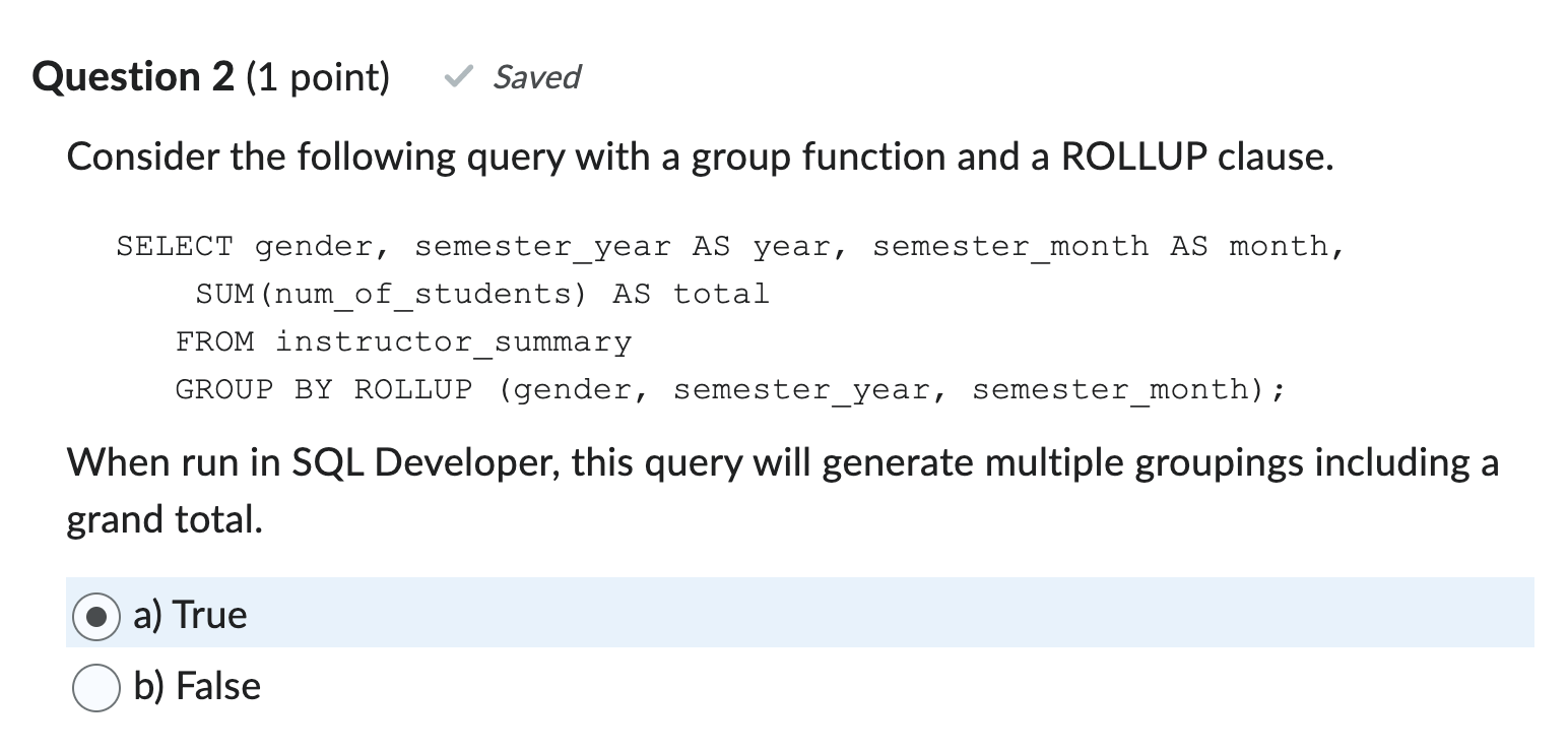 Solved Consider the following query with a group function | Chegg.com