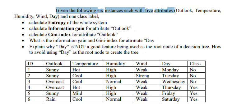 Solved Given the following six instances each with five | Chegg.com