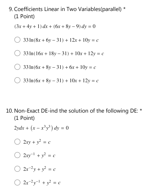 Solved 9. Coefficients Linear in Two Variables(parallel) * | Chegg.com