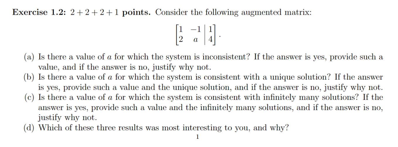 Solved Exercise 1.2: 2+2+2+1 points. Consider the following | Chegg.com