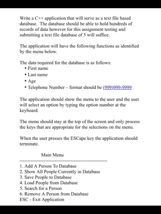 Solved Write a C++application that will serve as a text file | Chegg.com