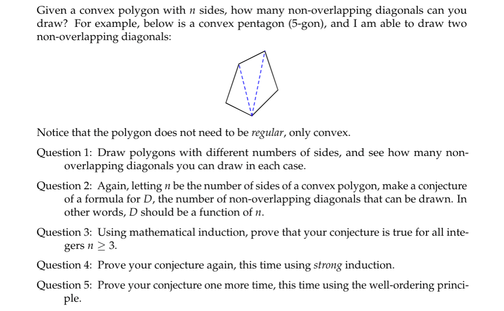 Given a convex polygon with n ﻿sides, how many | Chegg.com