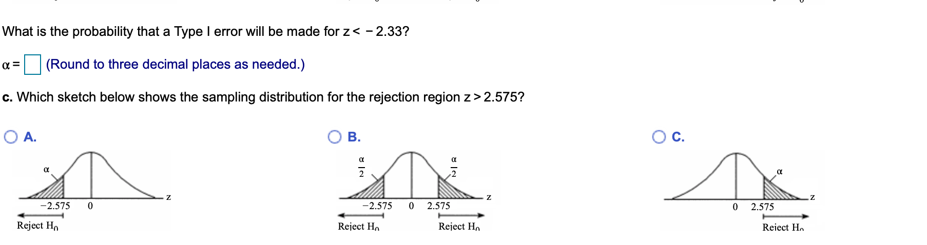 Solved For each of the following rejection regions, sketch | Chegg.com