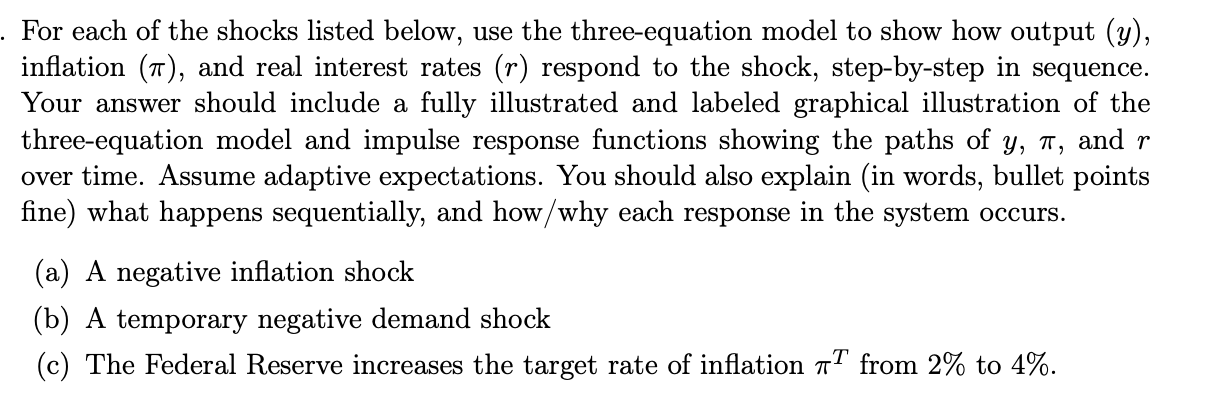 Solved For each of the shocks listed below, use the | Chegg.com