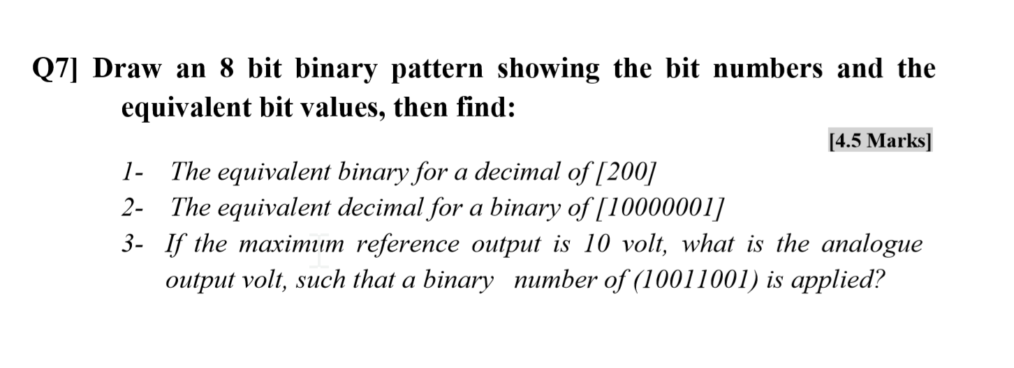 Solved Q7 Draw An 8 Bit Binary Pattern Showing The Bit