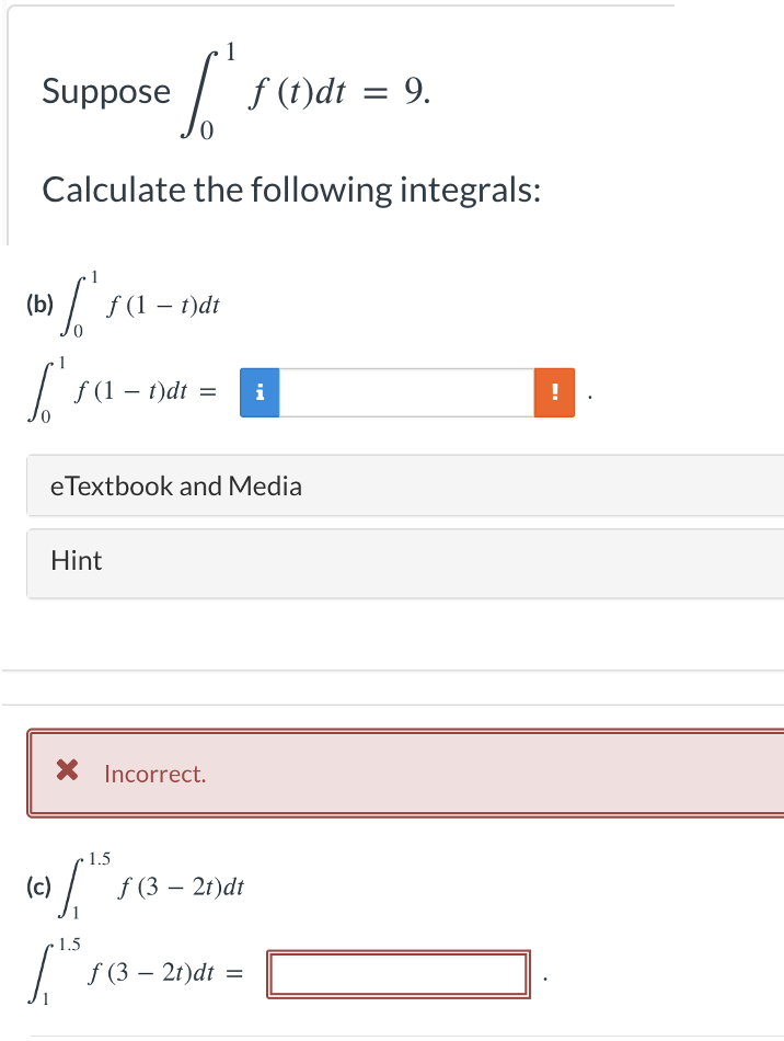 Solved Suppose ∫_0^1 ﻿f(t)dt=9 ﻿Calculate the following | Chegg.com